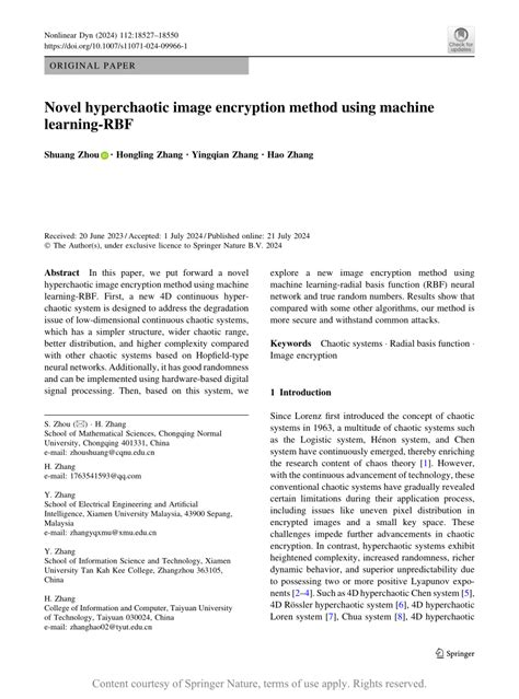 Novel Hyperchaotic Image Encryption Method Using Machine Learning Rbf