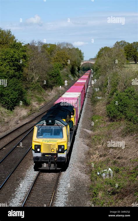 Class 70 Diesel Locomotive No 70016 Pulling A Freightliner Train At