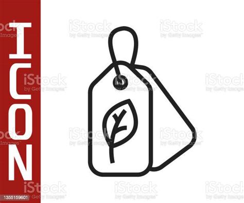 흰색 배경에 격리 된 잎 기호 아이콘검은 선 태그입니다 에코 그린 배너 라벨 태그 로고 스티커 벡터 Friendly Match에 대한 스톡 벡터 아트 및 기타 이미지