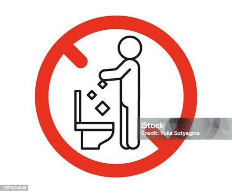 Wc 규칙은 화장실 팬 금지 경고 표지판에 쓰레기를 꺼내 금지 화장실에 쓰레기 쓰레기를 던지지 마십시오 행성 오염의 문제 깨끗 벡터 일러스트레이션 경계 표지에 대한 스톡