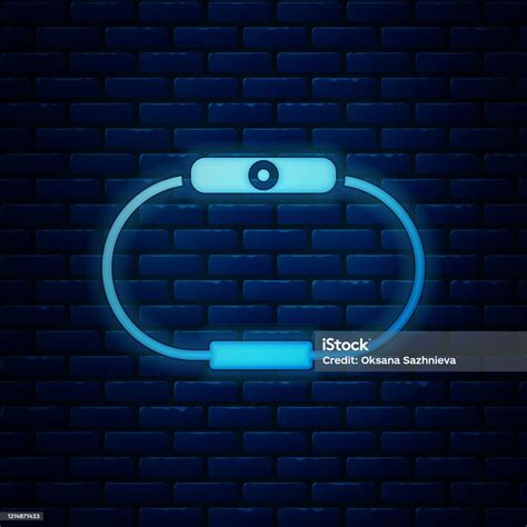 벽돌 벽 배경에 격리 빛나는 네온 스마트 워치 아이콘 벡터 일러스트레이션 개념에 대한 스톡 벡터 아트 및 기타 이미지 개념 개인 장식품 만짐 Istock