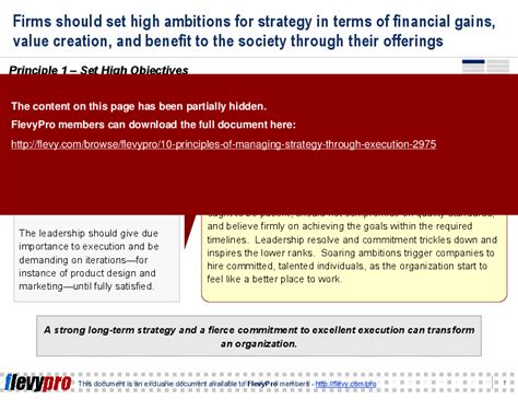 10 Principles Of Managing Strategy Through Execution Ppt Slide Deck