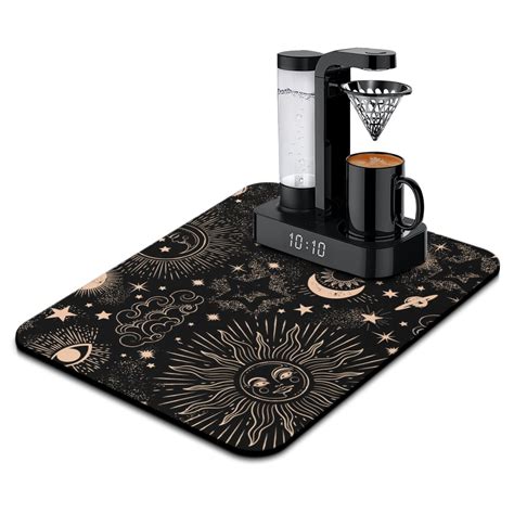 Celestial Coffee Maker Mat Boho Starry Night Absorbent Coffee Bar Mat
