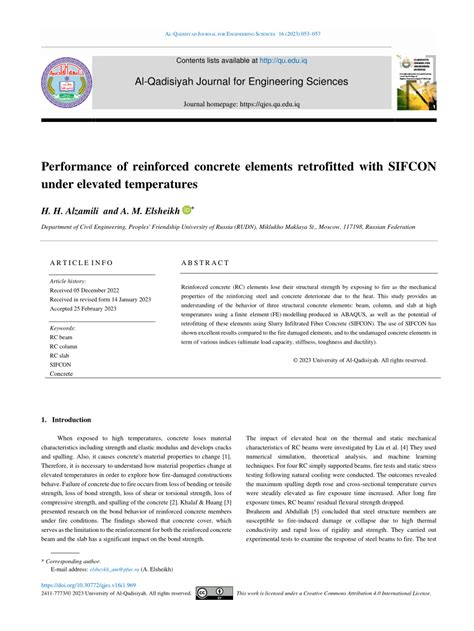 Pdf Performance Of Reinforced Concrete Elements Retrofitted With Sifcon Under Elevated