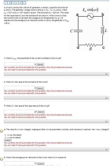 Solved A Circuit Is Constructed With An Ac Generator A