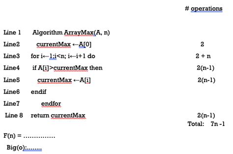 Solved Operations 2 2 N Line 1 Algorithm Arraymaxa N