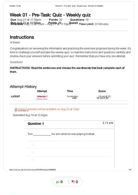 Week 01 Pre Task Quiz Weekly Quiz Ingles Iv Compress Canvas Utp Edu Courses 476259 Quizzes