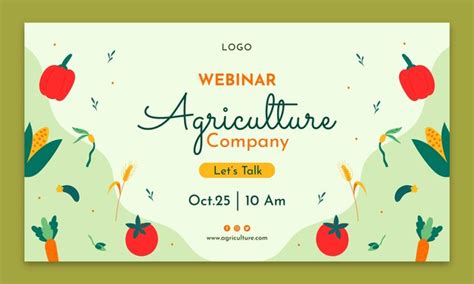 플랫 농업 회사 웹 세미나 템플릿 무료 벡터