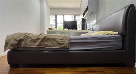 Brown Leather Bed Frame Furniture And Home Living Furniture Bed Frames