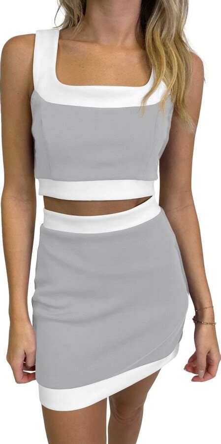 Wenrine Womens 2 Piece Outfits Summer Crop Tops Mini Skirt Set