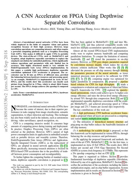 A Cnn Accelerator On Fpga Using Depthwise Pdf System On A Chip Field Programmable Gate Array