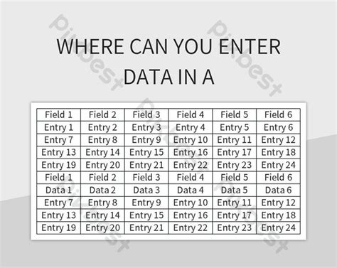 Where Can You Enter Data In A Excel Template Free Download Pikbest