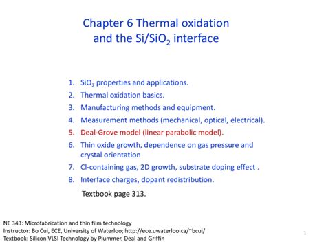 Thermal Oxidation And Si Sio2 Interface Deal Grove Model