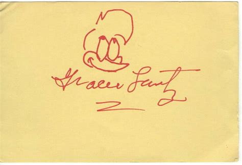 Gracie Lantz Signed Autographed Index Card Woody Woodpecker Sketch Jsa