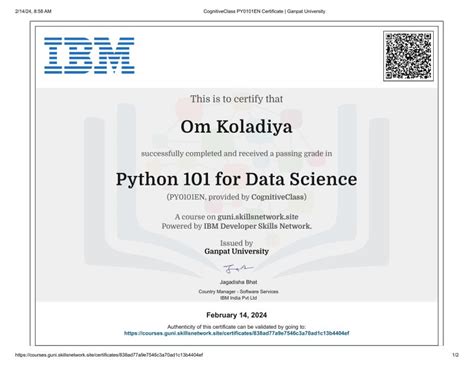 Successfully Completed “python 101 For Data Science” Ibm