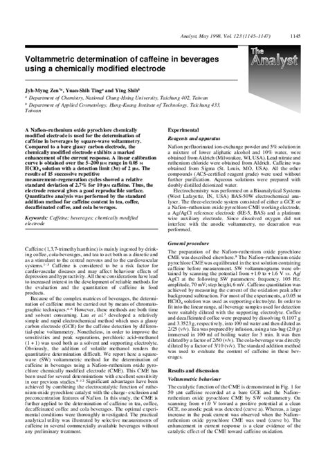 Pdf Voltammetric Determination Of Caffeine In Beverages Using A Chemically Modified Electrode