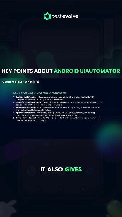 key points about android uiautomator testautomation gemini