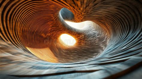 Abstract Wooden Structure With Two Circular Openings And A Bright Light Source Stock