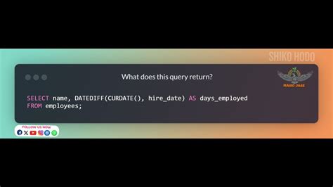 Maho Jase It On Linkedin Mysql Sqlquery Datediff Datefunctions