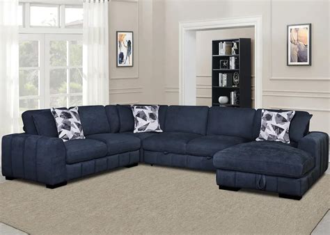 Catelyn Blue 4 Pc Sectional W Armless Sleeper And Chaise By Undefined