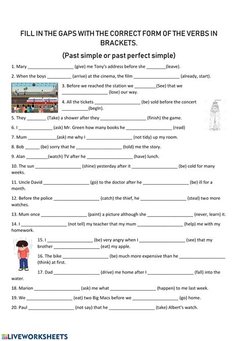 Simple Past And Past Perfect Worksheet
