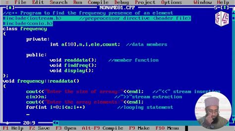 2ndpuc Computerscience Lab 1st Program Frequency Presence Of Element C Youtube