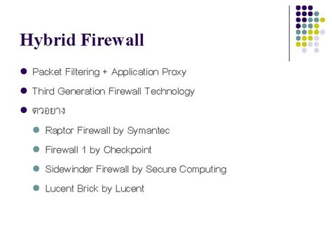 Firewall Operation Packet Filtering Firewall L Stateful Inspection