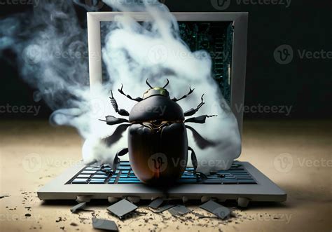Beetle Attacks And Destroys Electronics Concept Of Computer Virus And