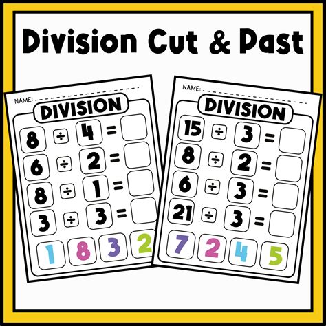 Math Division Cut And Paste Worksheets Spring Themed Printable Made