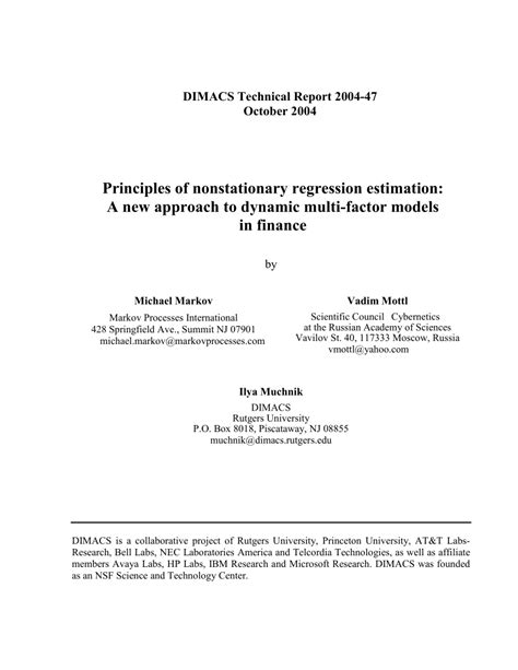 Pdf Principles Of Nonstationary Regression Estimation A New Approach To Dynamic Multi Factor