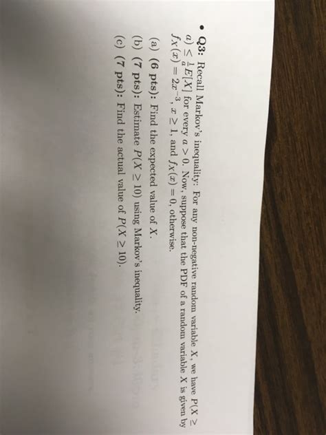 Solved Recall Markovs Inequality For Any Non Negative