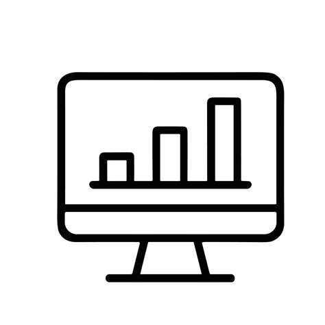 Simple Outline Monitor Displaying Business Statistic Bar Graph Icon Illustration 66740378 Vector
