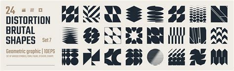 포스트 모던 추상 기하학적 그래픽 요소 굴절 및 왜곡 유리 효과 다양한 형태 브루탈리즘 벡터 모양 Y2k 미학의 트렌디 한 복고풍 디자인 기호 빈티지 스티커 세트 7 0명에