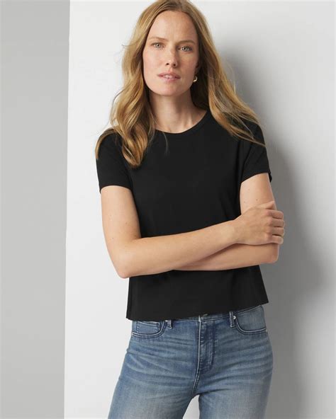 Cotton Modal Fitted Crewneck Tee White House Black Market