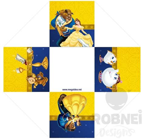 Descargar Archivo Imprimible De Bella Y La Bestia Cajita Invitacion