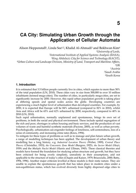 pdf ca city simulating urban growth through the application of cellular automata