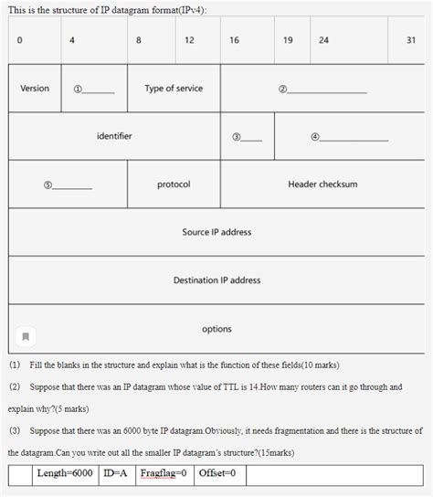 Solved This Is The Structure Of IP Datagram Format IPv Chegg Com