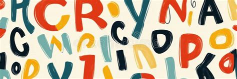 Stylized Alphabet Pattern Featuring Playful Letters In Vibrant Colors And Unique Shapes For