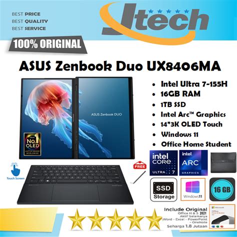 Jual Asus Zenbook Duo Ux Ma Ultra H Gb Tb Ssd Arc Graphics K Oled