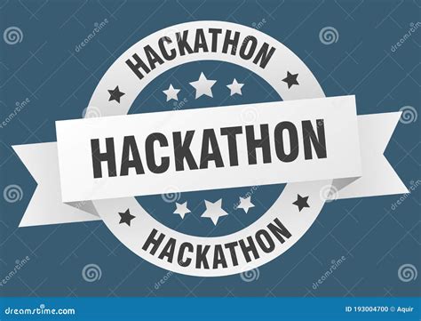 Hackathon Round Ribbon Isolated Label Hackathon Sign Stock Vector