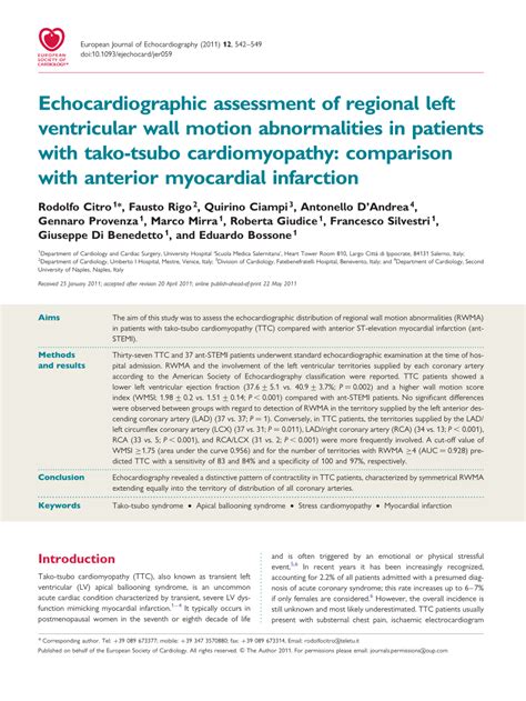 Pdf Echocardiographic Assessment Of Regional Left Ventricular Wall Motion Abnormalities In