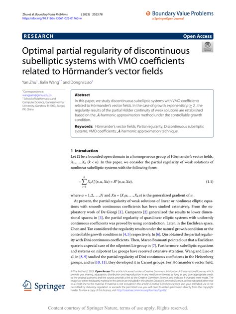 Pdf Optimal Partial Regularity Of Discontinuous Subelliptic Systems With Vmo Coefficients
