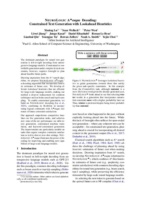 Pdf Neurologic Aesque Decoding Constrained Text Generation With