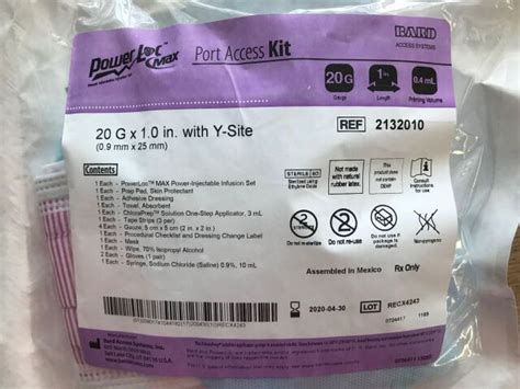 New Bard 2132010 Powerloc Max Port Access Kit W Y Site 20g X 1in X Disposables General For
