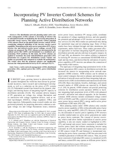 Pdf Incorporating Pv Inverter Control Schemes For Planning Active Distribution Networks