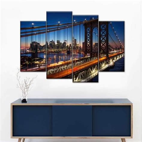 ᐉ Модульная картина Kil Art Ночной Нью Йорк из четырех частей 89x56 см M4 M 125 • Купить в