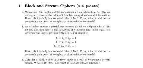 Solved 1 Block And Stream Ciphers 45 Points 1 We
