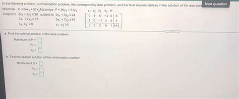 Solved In The Following Problem A Minimization Problem The Chegg