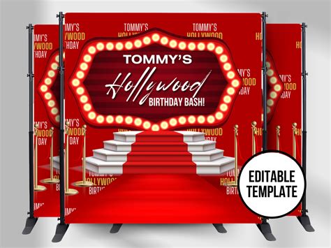 Hollywood Backdrop Photo Step Repeat Edtable Backdrop Photo Step An Funeral Program Templates