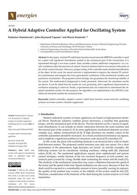 Pdf A Hybrid Adaptive Controller Applied For Oscillating System